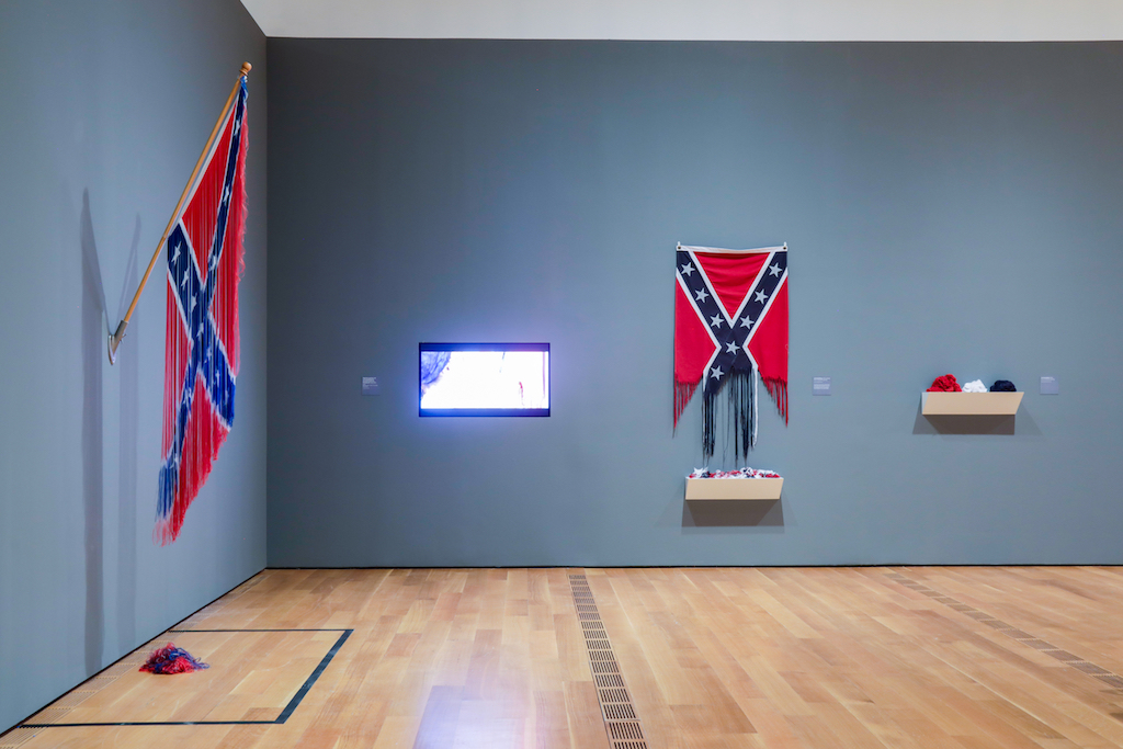 Fiber artist confronts racism through Black hair, unraveling flags and ...